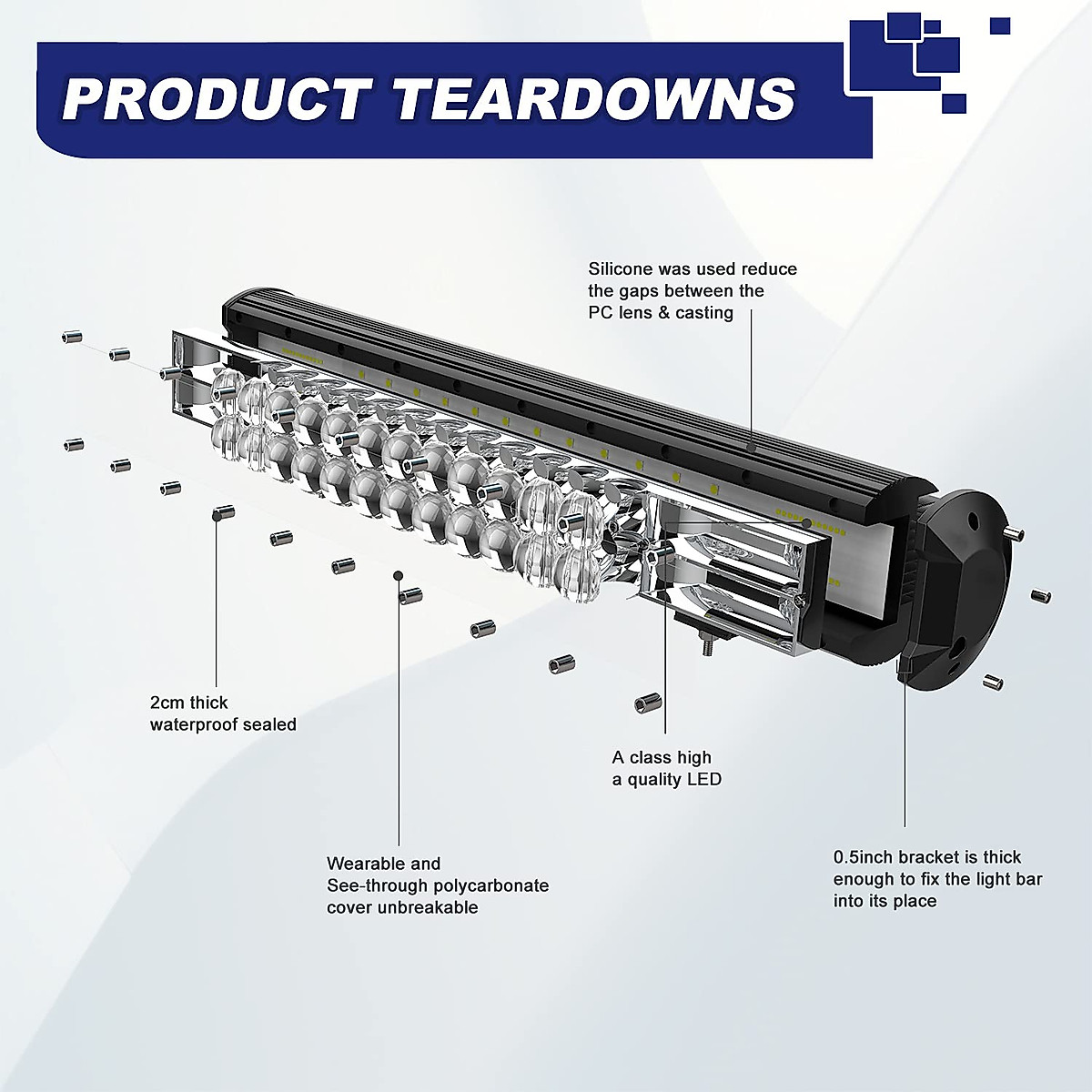 ASLONG 20 Inch LED Light Bar Combo Beam Offroad Driving Light + 2x 4inch White/Amber Yellow LED Pods Strobe Lights + Tube Clamp Mounting Bracket UTV Flag Mount Whip Light Mount w/Wiring for Pickup 4WD