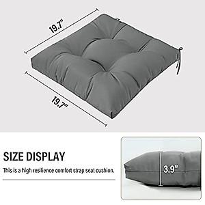 Tiita Outdoor/Indoor Seat Cushion with Ties Waterproof Wicker Seat Chair Cushion Memory Foam Patio Chair Pads for All-Weather Wicker Dinettes/Antique Porch Swings and Porch Rocker (Dark Grey)