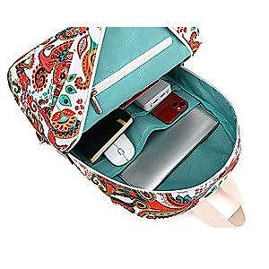 Canvaslove Paisley Waterproof laptop backpack with Massage Cushion Straps and USB charging port for laptop up to 15 inch Men Women Student Outdoor Travel Backpack