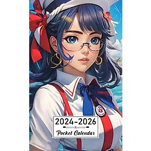 Pocket Calendar 2024-2026: Two-Year Monthly Planner for Purse , 36 Months from January 2024 to December 2026 | Anime style | Puerto Rican Sailor Mars