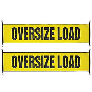 VULCAN Oversize Load Banner with Heavy Duty Metal Hooks - 2 Pack - Stretch Cord Mesh - 18 Inch x 84 Inch