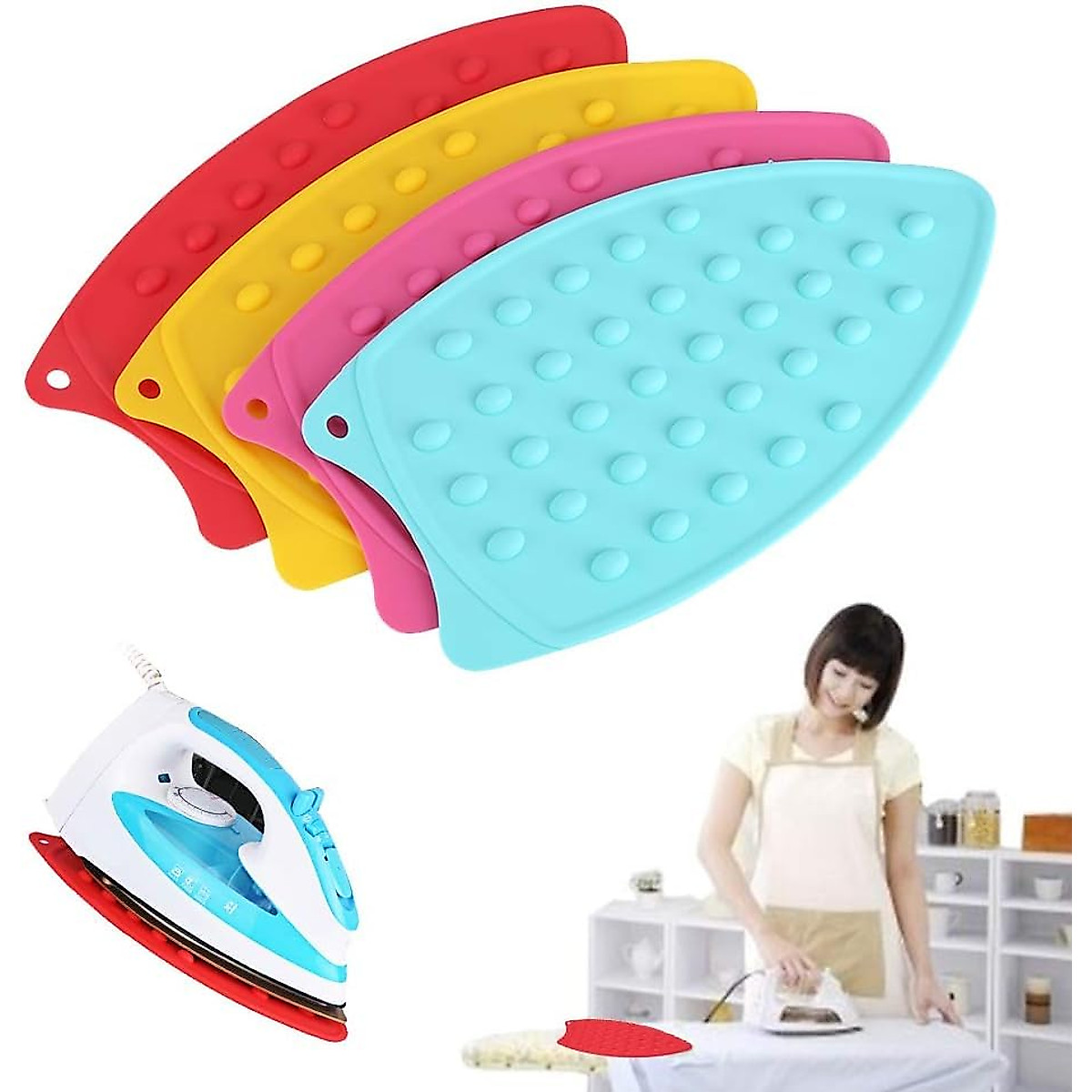 Silicone Anti Slip Iron Rest Pad, Iron Rest for Ironing Board Portable Ironing Stand for Travel and Mini Quilting Iron Use Hot Safety Ironing Rest Pad (yellow)