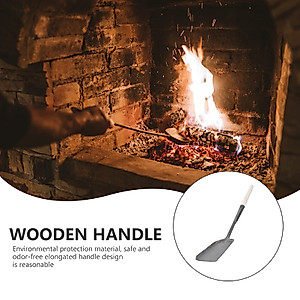 Cabilock Fireplace Shovel Long Wooden Handle Ash Coal Shovel Fireplace Scoop Ash Scoop Gardening Shovel Kitchen Tool