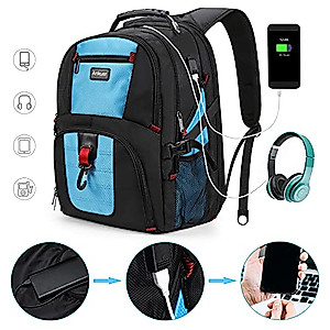 ANKUER Extra Large Travel Backpack for Men Women: 17 in Laptop Backpacks for School, Anti Theft TSA Travel Bag with USB Charging Port, Business Computer Bag (Blue)