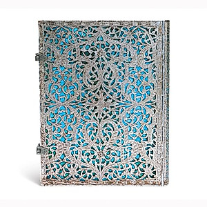 Maya Blue Ultra Lined Hardcover Journal, 240pg, 120GSM by Paperblanks (Silver Filigree Collection)