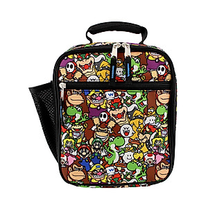 Super Mario Bros Boy's Girl's Meal Holder, Soft Insulated School Lunch Box (Multicolor, One Size)