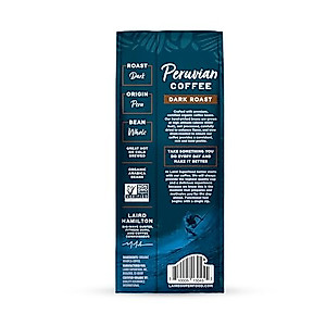 Laird Superfood Peruvian Dark Roast Caffeinated Whole Bean Coffee, Ethically Sourced Premium Whole Bean Coffee, Gluten-Free, Dairy-Free, Non-GMO, Paleo, Keto Friendly, 12 oz. Bag