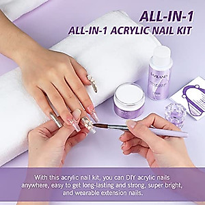 Saviland Acrylic Nail Kit – 30g Clear Acrylic Powder and 60ml Acrylic Liquid Set with Nail Brush Nail Forms Tools Extension Nail Kit for Beginners with Everything for Home DIY Salon Nails Application