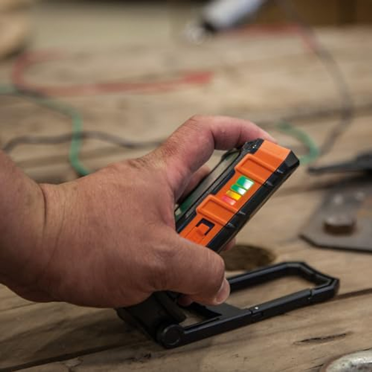 Klein Tools 56403 LED Light, Rechargeable Flashlight / Worklight with Kickstand and Carabiner, Charges Small Electronics, for Work, Camping