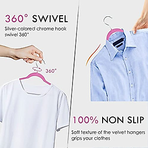 ATZJOY Velvet Shirt Hangers 30 Pack Non Slip Clothes Hangers Ultra Slim Space Saving Clothing Hangers for Coats, Suit, Shirt, Pants & Dress Clothes(Pink)