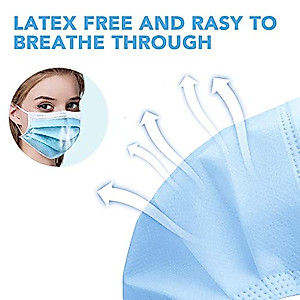 Face Masks, 3 Layer, Adult, Blue, 50 packs come with independent box packages, by DXLOVER fullfilled by amazon, Large