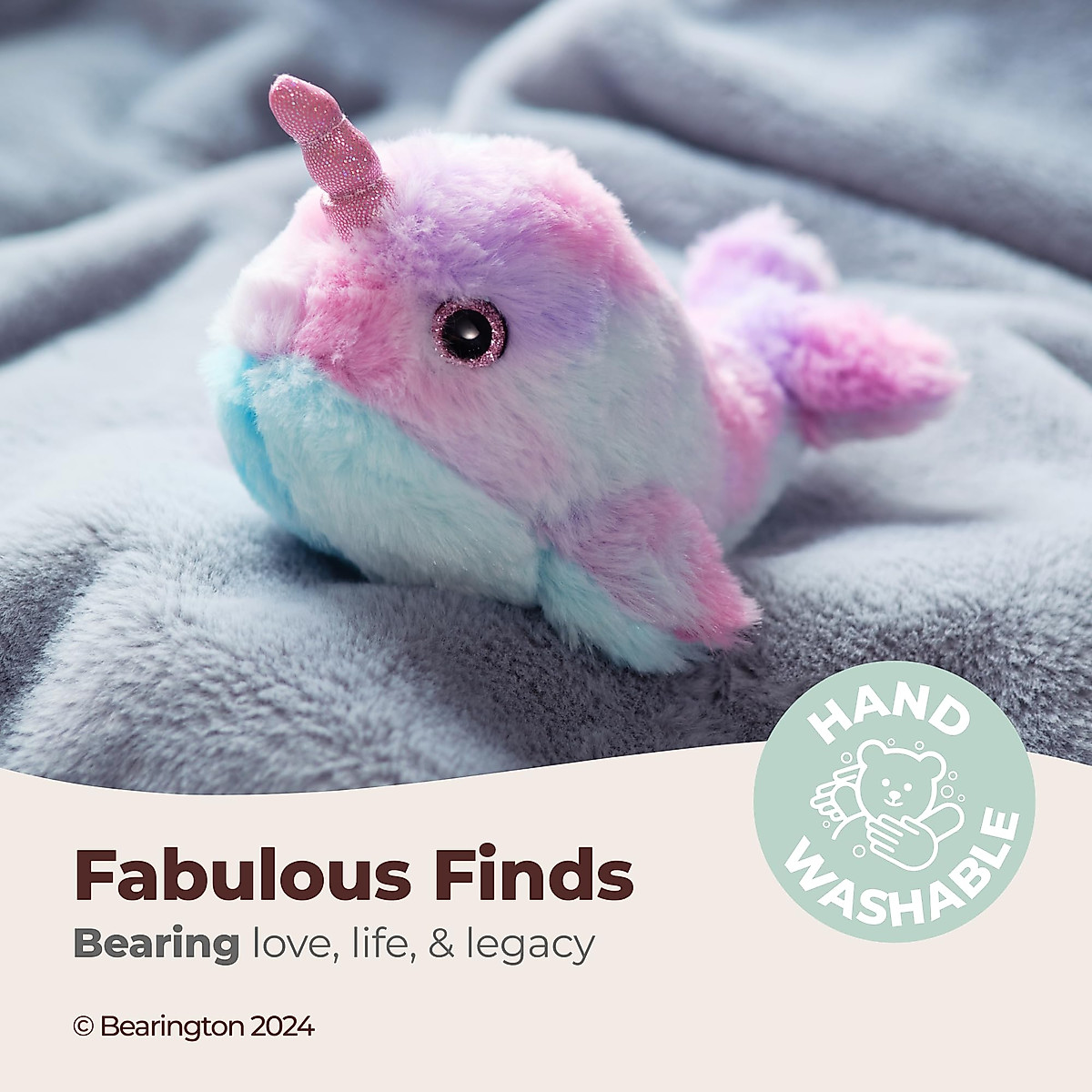 Bearington Lil Groovy Plush Stuffed Animal Rainbow Narwhal, 8 inches