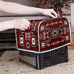 Salabomia Aztec Bread Toaster Cover 4 Slice Red, Washable Bread Toaster Oven Dustproof Cover, Small Decorative Bread Maker Cover, Anti Fingerprint Toaster Covers