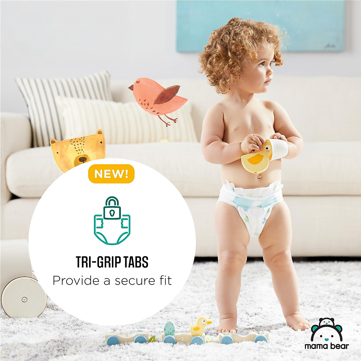 Amazon Brand - Mama Bear Gentle Touch Diapers, Hypoallergenic, Size 4, 148 Count (4 packs of 37)