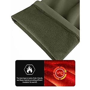 FREE SOLDIER Men's Outdoor Softshell Fleece Lined Cargo Pants Snow Ski Hiking Pants with Belt (Army Green 32W x 32L)