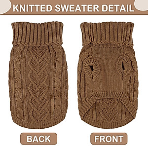 Small Dog Sweaters Dog Sweaters for Small Dogs Winter Dog Clothes for Chihuahua Warm Puppy Sweaters Cute Pet Clothes Turtleneck Doggie Outfit Thanksgiving Dog Sweater Girl Male (Khaki, S)