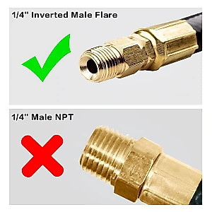 GGC 1 Feet RV Propane Pigtail Hose QCC1 Connector with 1/4'' Inverted Male Flare (2PCS)