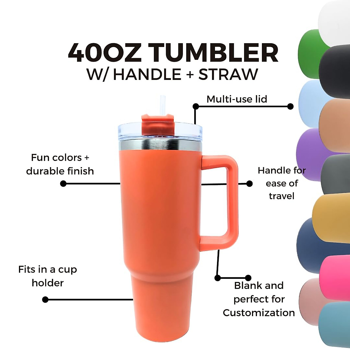 FTB Creative 40oz Insulated Journey Tumbler Mug, Double Wall Stainless Steel, with Lid and Straw (Tuscan Terracotta)