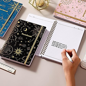 Tersus Spiral Notebook - 3 Pack A5 Lined Journal Notebook, Journals for Women, 6.3" x 8.3", 160 Pages, College Ruled Spiral Notebook with Back Pocket, Elastic Closure for Office, School & Home