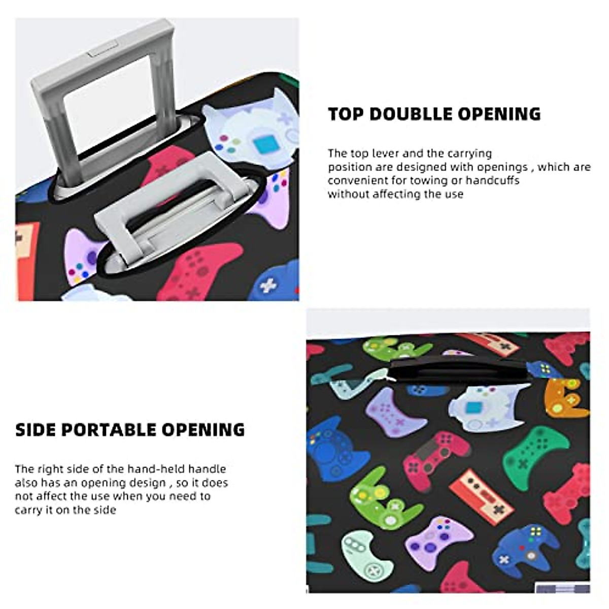 Teery-YY Video Game Weapon Controller Black White Travel Luggage Cover Baggage Suitcase Protector Fits 18-32 Inch with Zipper Dustproof Washable Elastic for Teen Boys Girls Men Women