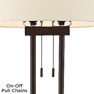 Franklin Iron Works Roscoe Modern 62" Tall Standing Floor Lamps Set of 2 Lights Twin Pole Pull Chain Brown Roman Bronze Finish Living Room Bedroom House Reading Office Home Decor Entryway Dining