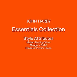 John Hardy Dot Collection, Women's Bracelet, 4.5MM 925-Sterling Silver, Luxury Women's Wrist Bracelet with Pusher Clasp, Size Large