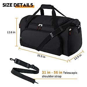 55L Sports Duffle Bags Large Gym Duffel Bag Workout Bag for Men - Black