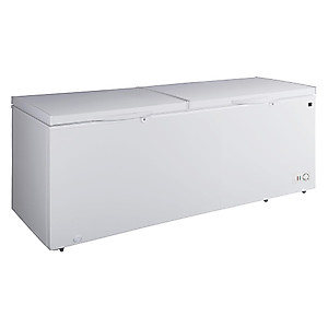 Kenmore 21 Cu. Ft. (595L) Convertible Chest Freezer/Refrigerator, Garage-Ready, Dual Lids, Keyed Safety Locks, LED Lights, Easy-Rolling Wheels, Manual Defrost, White, For Hunting Cabin Garage Cottage