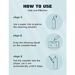 Elook Audio Cassette Head Cleaner Kit with 3 Bottles of Cleaning Liquid