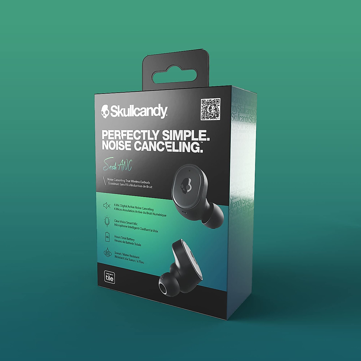 Skullcandy Sesh ANC In-Ear Noise cancelling Wireless Earbuds, 32 Hr Battery, Microphone, Works with iPhone Android and Bluetooth Devices - Black(Renewed) (Renewed)