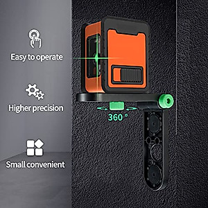 Laser Level, Line Laser Level Tool, 50FT/15m Green Self Leveling Cross Line Laser Level for Indoor Outdoor Construction Picture Hanging Home Renovation, 3 AA Batteries Included (Orange)