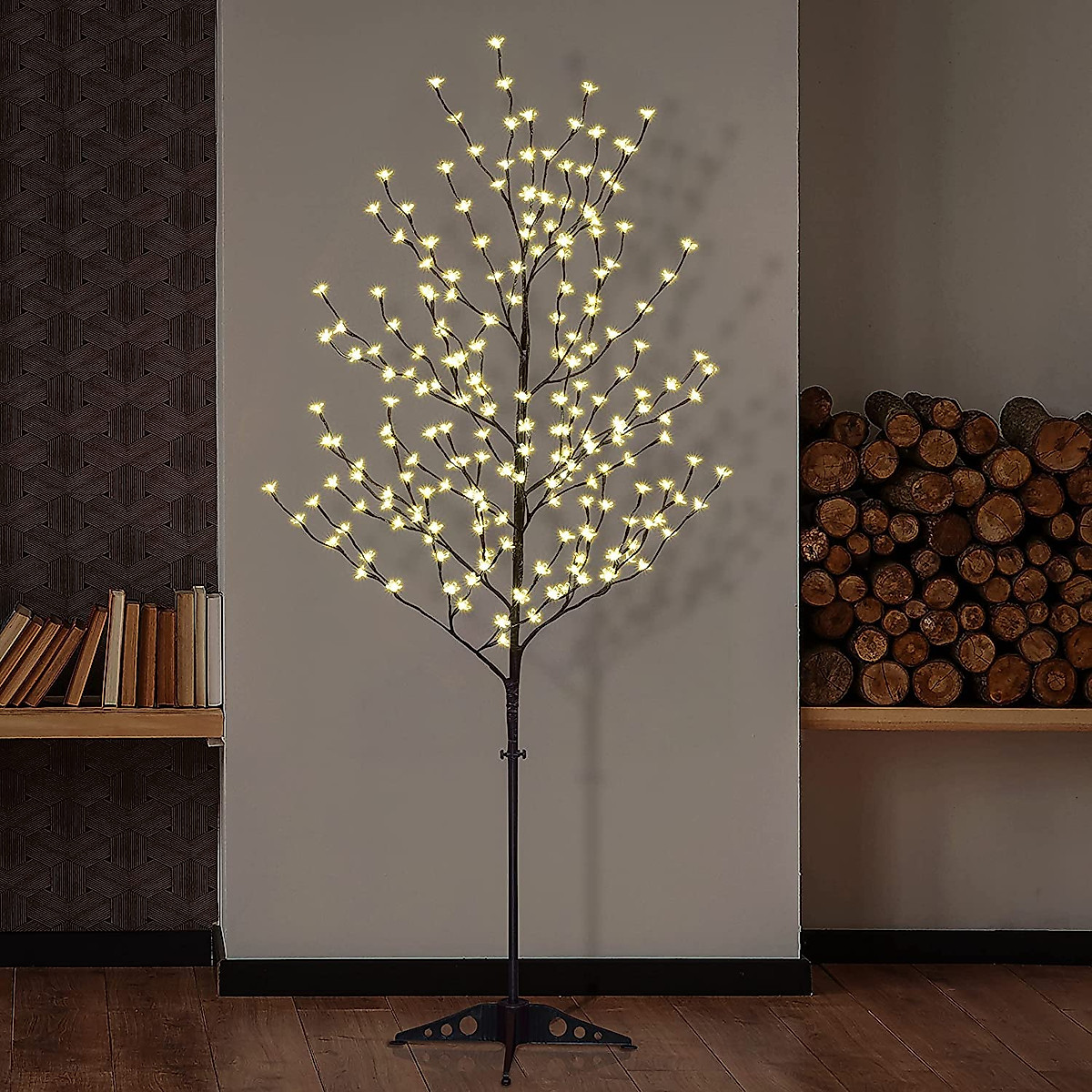 LIGHTSHARE 6.5 feet 208L LED Lighted Cherry Blossom Tree, Warm White, Decorate Home Garden, Spring, Summer, Wedding, Birthday, Christmas Holiday, Party, for Indoor and Outdoor Use