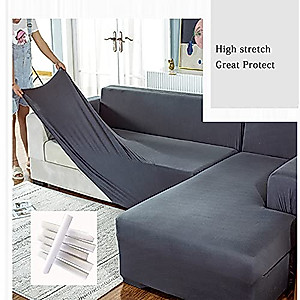 OQOPO 2/3/4 Seater Stretch Sectional Sofa Cover L Shaped Sofa Cover,Easy to Use Non-Slip Furniture Protector Sofa Cover for Living Room,2+4 Seater,Blue