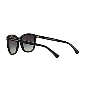 Emporio Armani Women's EA4060F Low Bridge Fit Square Sunglasses, Shiny Black/Gradient Grey, 56 mm