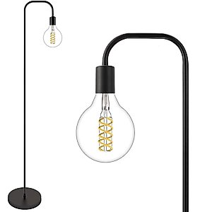 Oneach Black Floor Lamp 63.75" Industrial Floor Lamp, On/Off Footswitch,Modern Floor Lamp for Living Room Bedroom Reading Office Metal Minimalist Standing Lamp Tall Pole Lamps