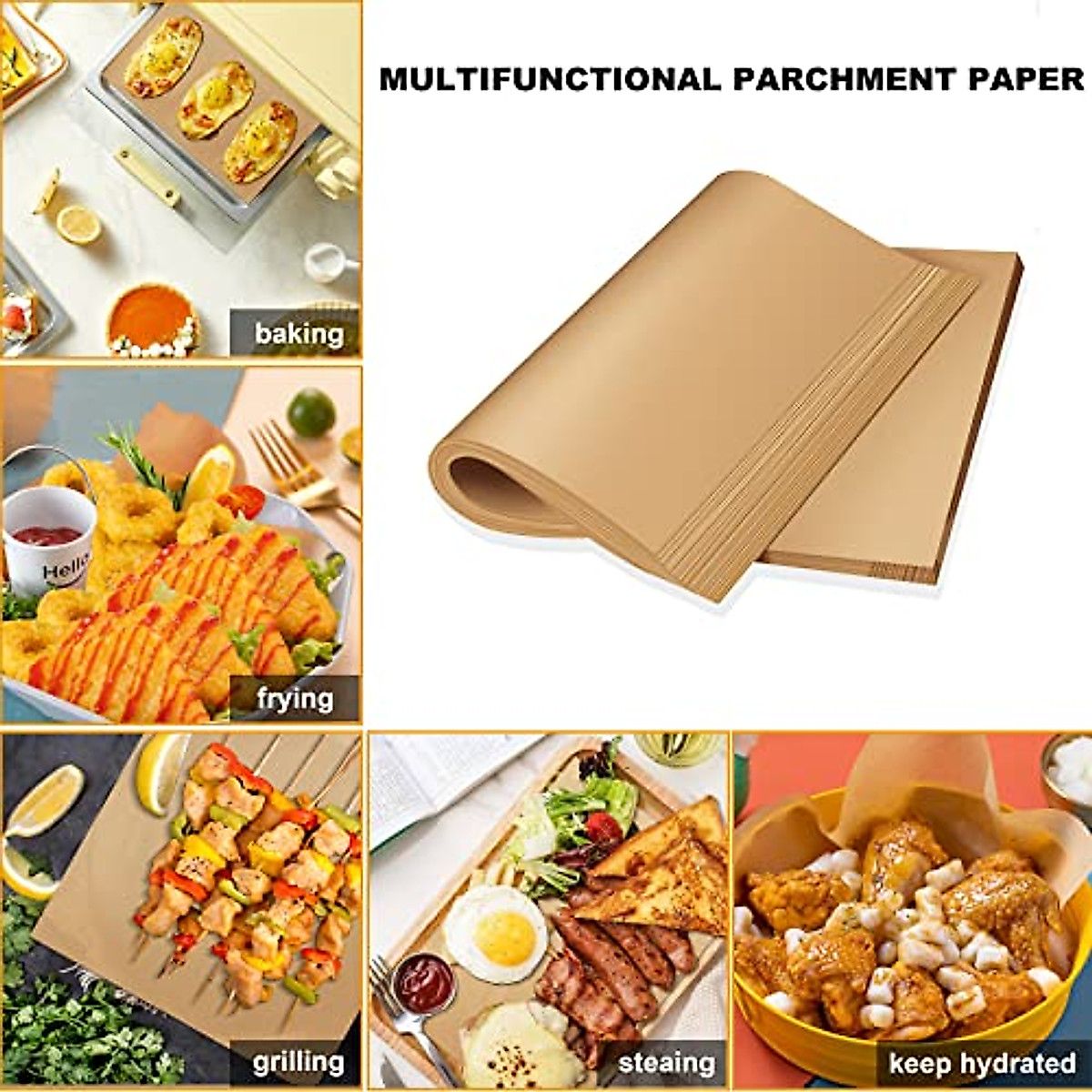 200 Pcs Parchment Paper Sheets 9 x 13 Inches, Precut Parchment Paper for Baking, Air Fryer Disposable Paper Liner, HOFHTD Non-Stick Cooking Papers for Grilling, Frying, Steaming