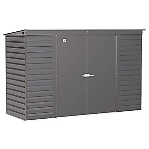 Arrow Shed Select 10' x 4' Outdoor Lockable Steel Storage Shed Building, Charcoal