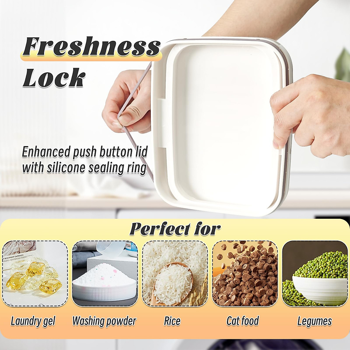 Laundry Pod Holder with Lid, Laundry Pod Container, Sealed Automatic Pop-Up, laundry Pod Dispenser Holds 115 Laundry Pods for Laundry Room Organization Laundry & dishwasher pods container-94oz