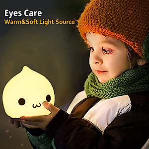 Night Light for Kids Room, Cute Lamp Dumpling Light for Girls Boys, Kawaii Waterdrop Nightlight Soft Portable Nursery Battery Powered Animal Night Lights for Baby Toddler Teen Bedrooms