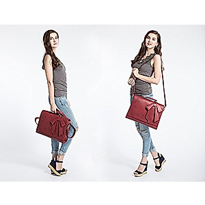 ECOSUSI Briefcase for Women Laptop Bag for College Briefcase Crossbody Messenger Bags Vegan Leather Satchel Purse Fit 14 Inches Laptop, Red