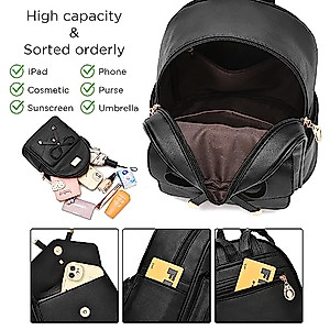 I IHAYNER Girls Bowknot Small Leather Backpack Cute Backpacks for Girls Mini Backpack Purse for Women Mini Backpack for Girls Black