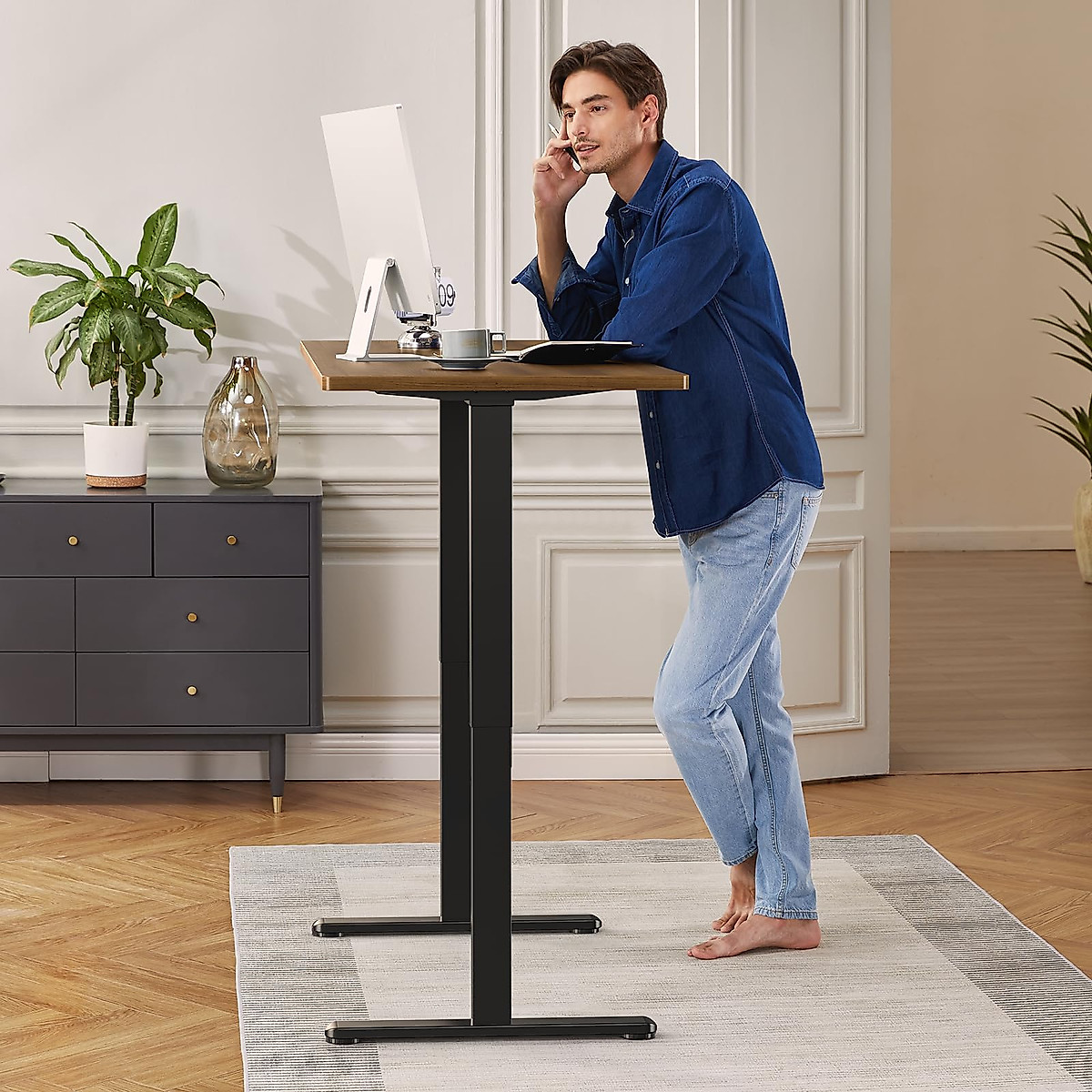 ErGear Standing Desk Frame [Dual Motor] Electric Adjustable Legs Compatible Desktop Size 44″-90″, 264 lbs Weight Capacity, 4 Memory Height Settings Stand up Desks Frame Workstation, Black Frame Only