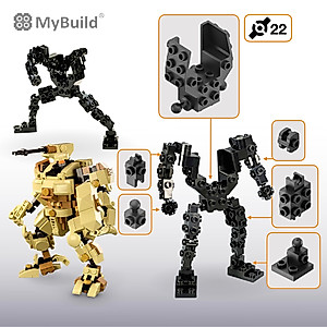 MyBuild Mecha Frame Titan - Toy Building Sets Mecha 6 Inches, Build Robot Mech, Adjustable Action Poses, All Major Building Bricks Compatible, for Mech Fans