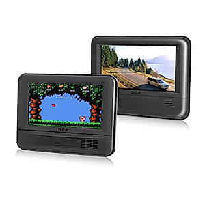 RCA (DRC69705E28G) - 7” Dual Screen Mobile DVD Player System & Game Pad - Set of Two 7-Inch Screens, (6-Piece Kit)