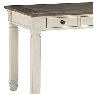 Signature Design by Ashley Bolanburg Farmhouse 60" Home Office Writing Desk with Drawers, Whitewash
