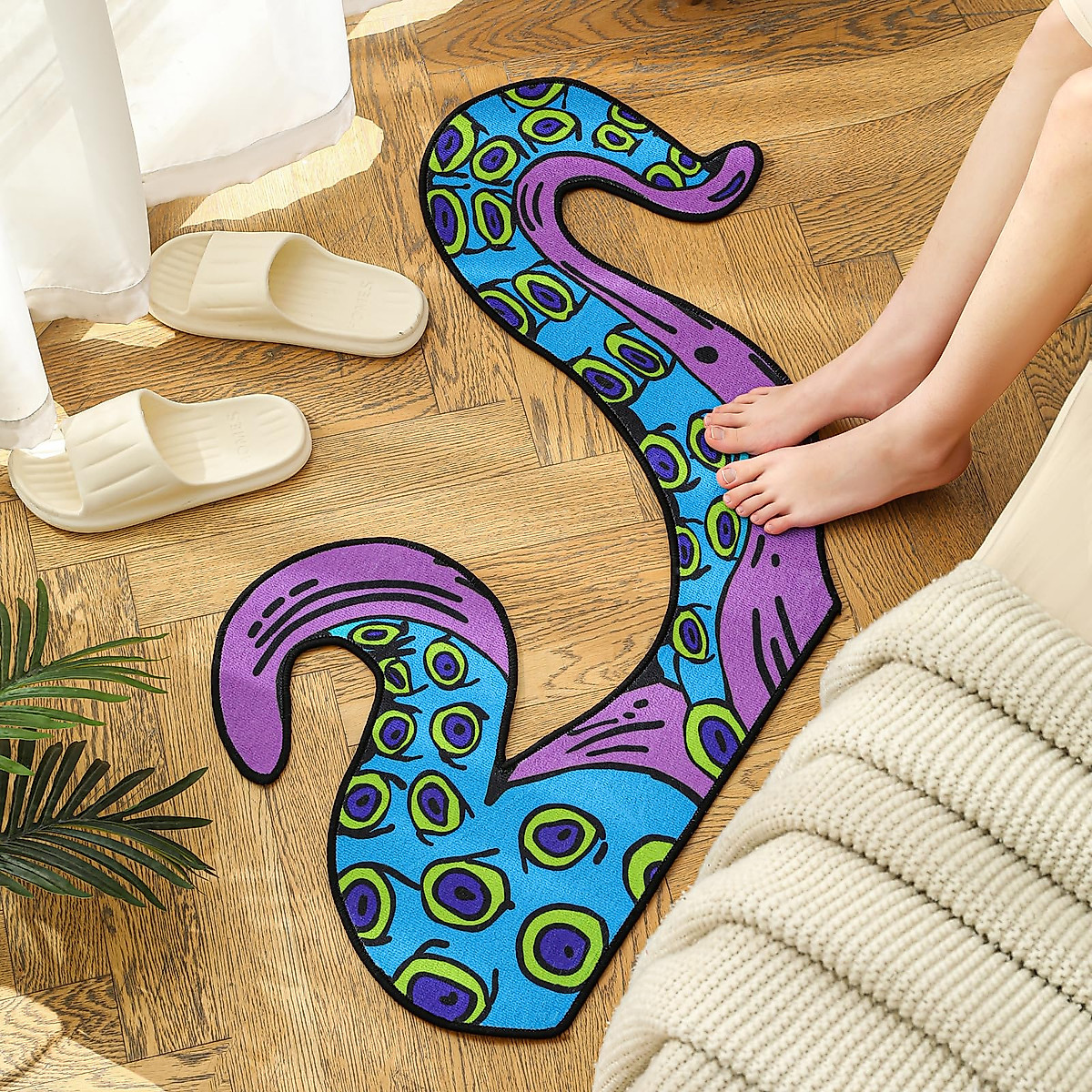 MSTOFFY Cute Tentacle Octopus Small Unique Non Slip Area Rug Door Mat Trendy Preppy Funny Rugs for Living Room Indoor Mat Welcome Doormat Indoor Carpet Funky Decorative Mats
