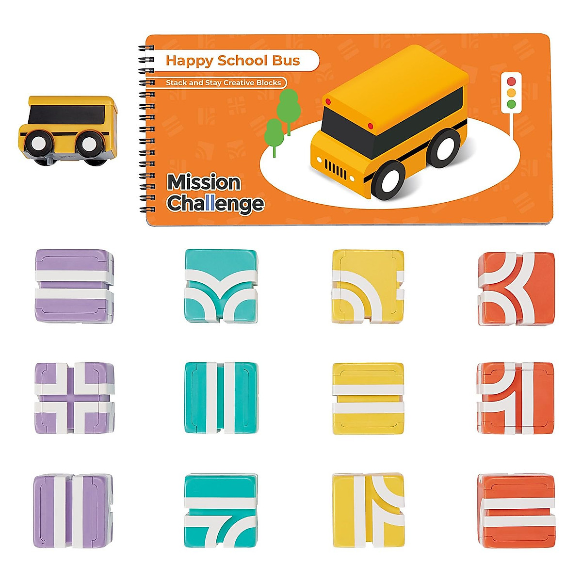 QBI Magnetic Blocks STEM Toys for Toddlers Aged 1+ Year Old Boys & Girls| 3D Colorful Magnetic Building Blocks with 1 School Bus| Preschool Toys, Montessori Game (13 Pieces)