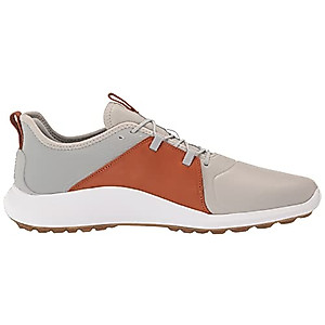 PUMA Men's Ignite Fasten8 Crafted Golf Shoe, High-Rise/Gold/Leather Brown, 12
