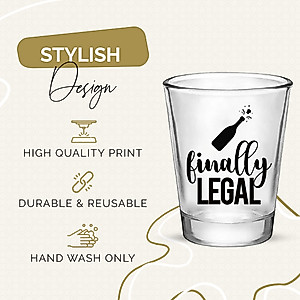 Finally Legal 21st Birthday Party Shot Glass - Set of 12, 1.75oz Black and Clear 21st Birthday Shot Glasses, Perfect for Birthday Parties, Birthday Decorations