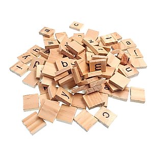 Raylinedo® 100X Wooden Scrabble Tiles Letter Alphabet Scrabbles Number Crafts English Words LOWERCASE MIXED